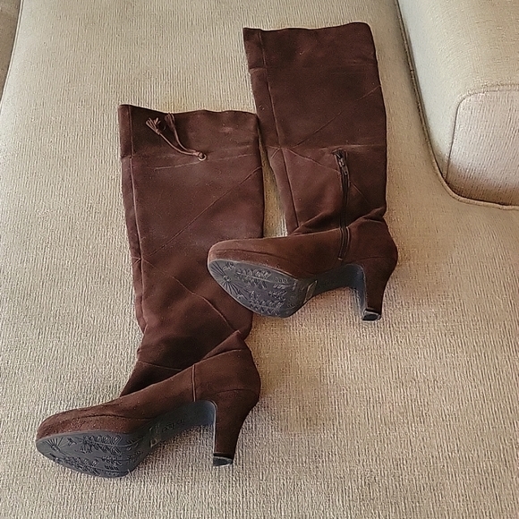 Indigo by Clark | Shoes | Indigo By Clark Tall Brown Suede Boots With ...